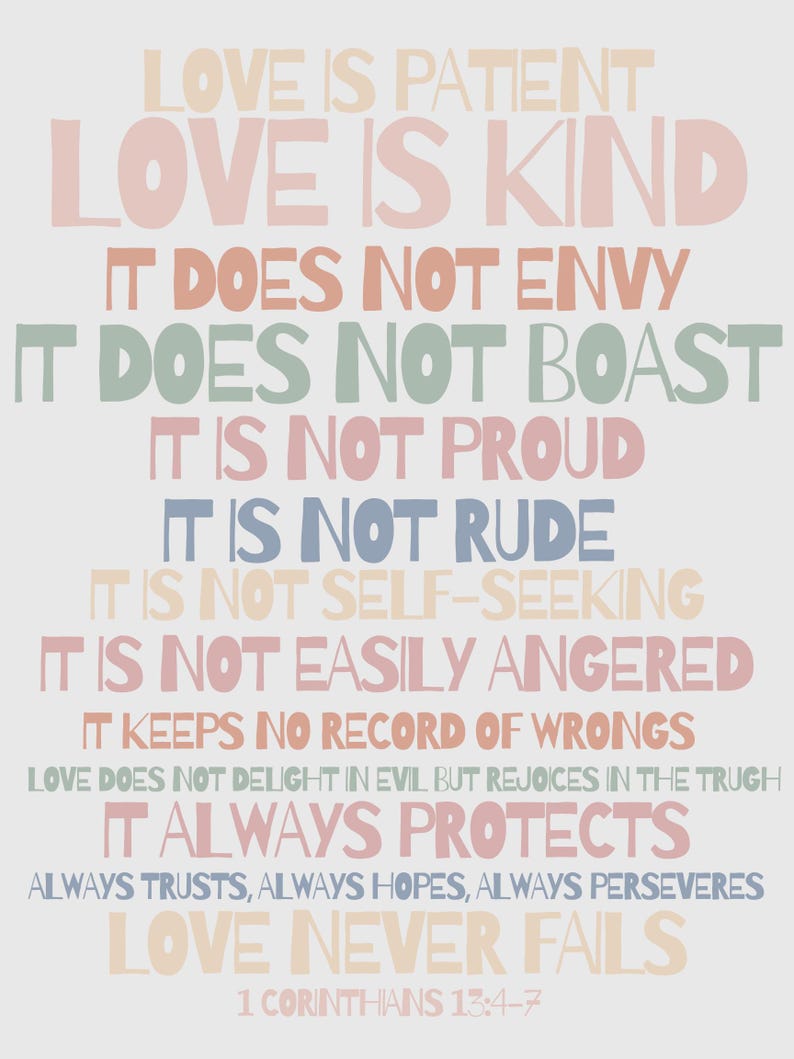 1 Corinthians 13 Love Scripture Art, Christian Wedding Gift (digital ...