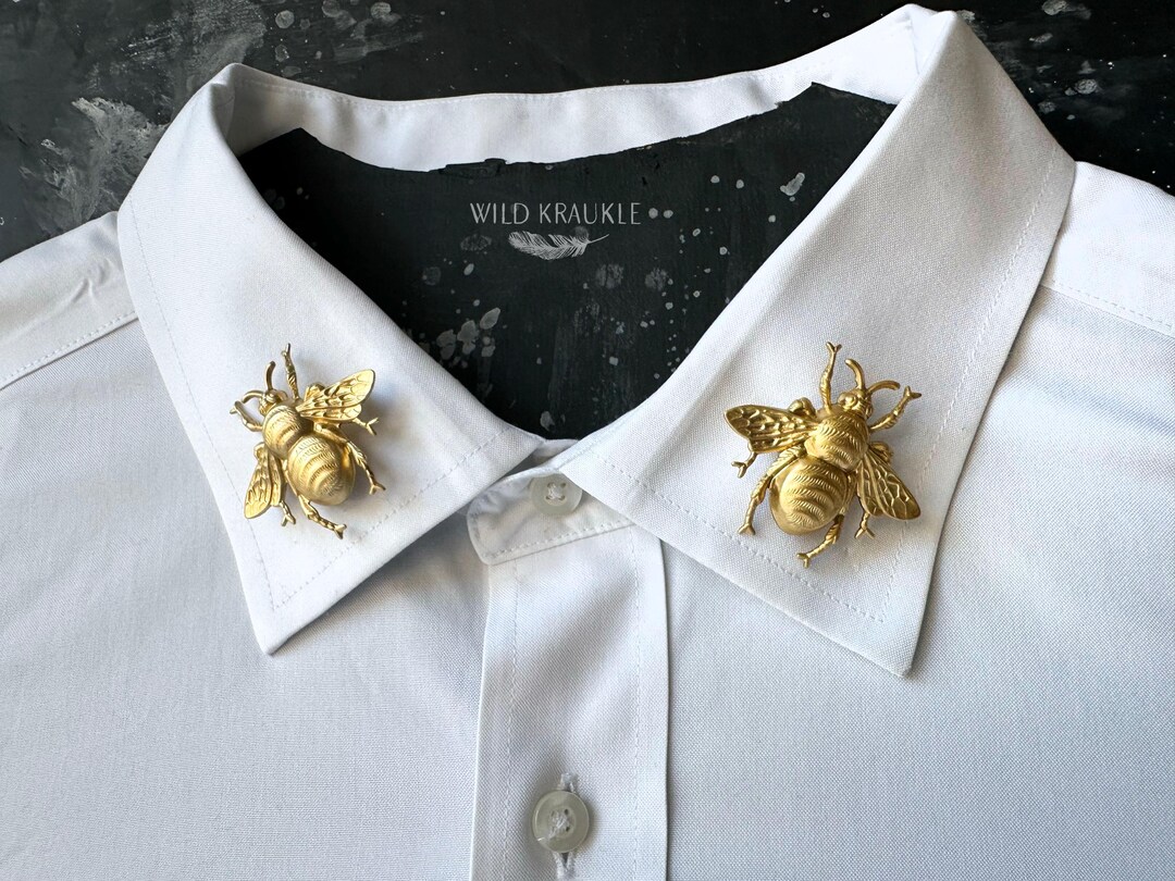 Large Bee Brooch Brass Bee Lapel Pin Set | Bumble Bee Designer Gold ...