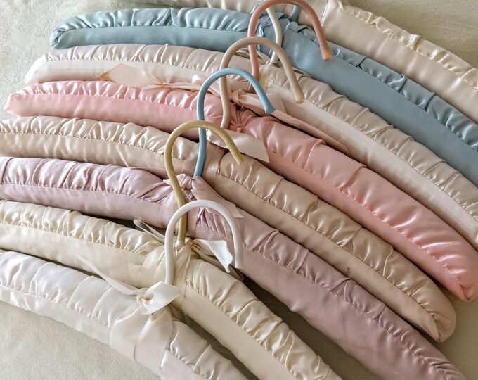 8 Vintage Clothes Hangers, Satin Clothes Hangers, 1950's, Ladies ...
