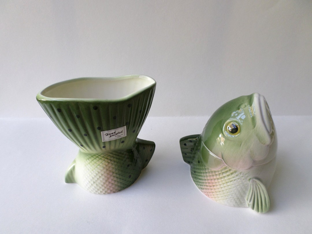 Hand Painted Fish Sugar Dish and Creamer, Made in Japan, Dept 56, Lake ...