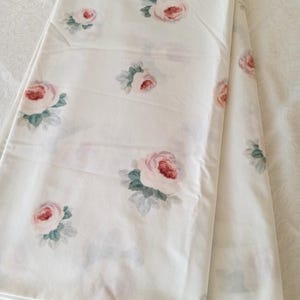 Springmaid Soft Pink Roses QUEEN Flat Sheet, Full Flat, Vintage Sheet ...
