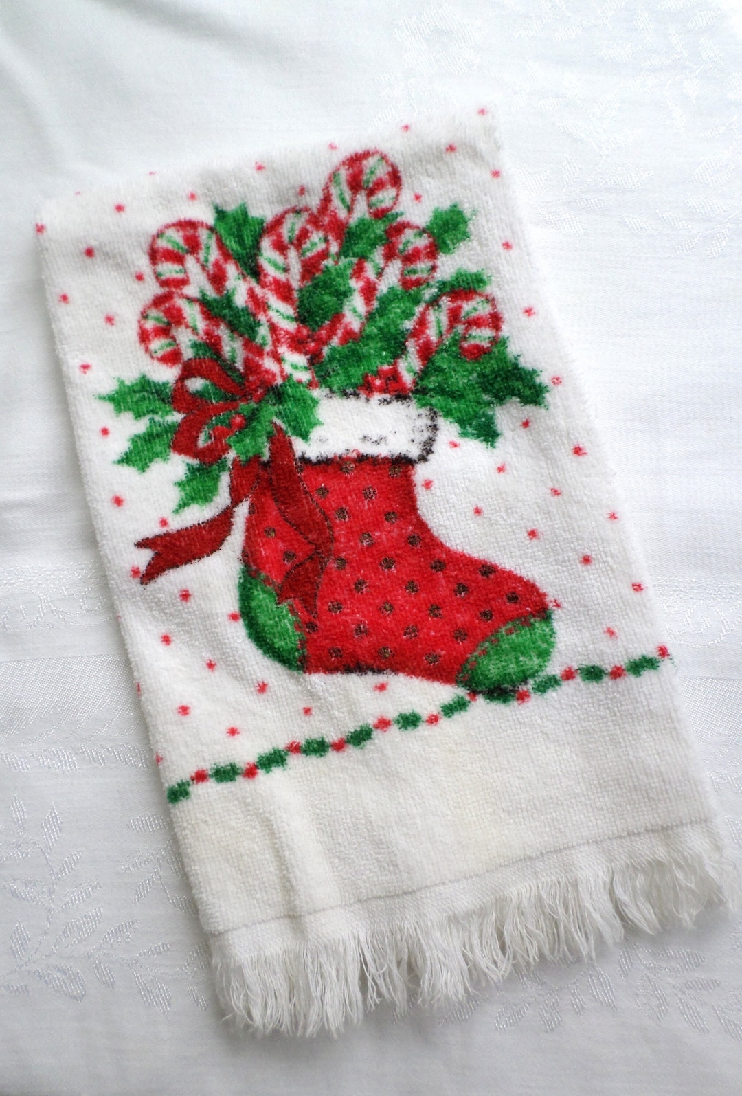 Vintage Candy Cane Terry Cloth Towel Cotton Towel Bath Hand - Etsy