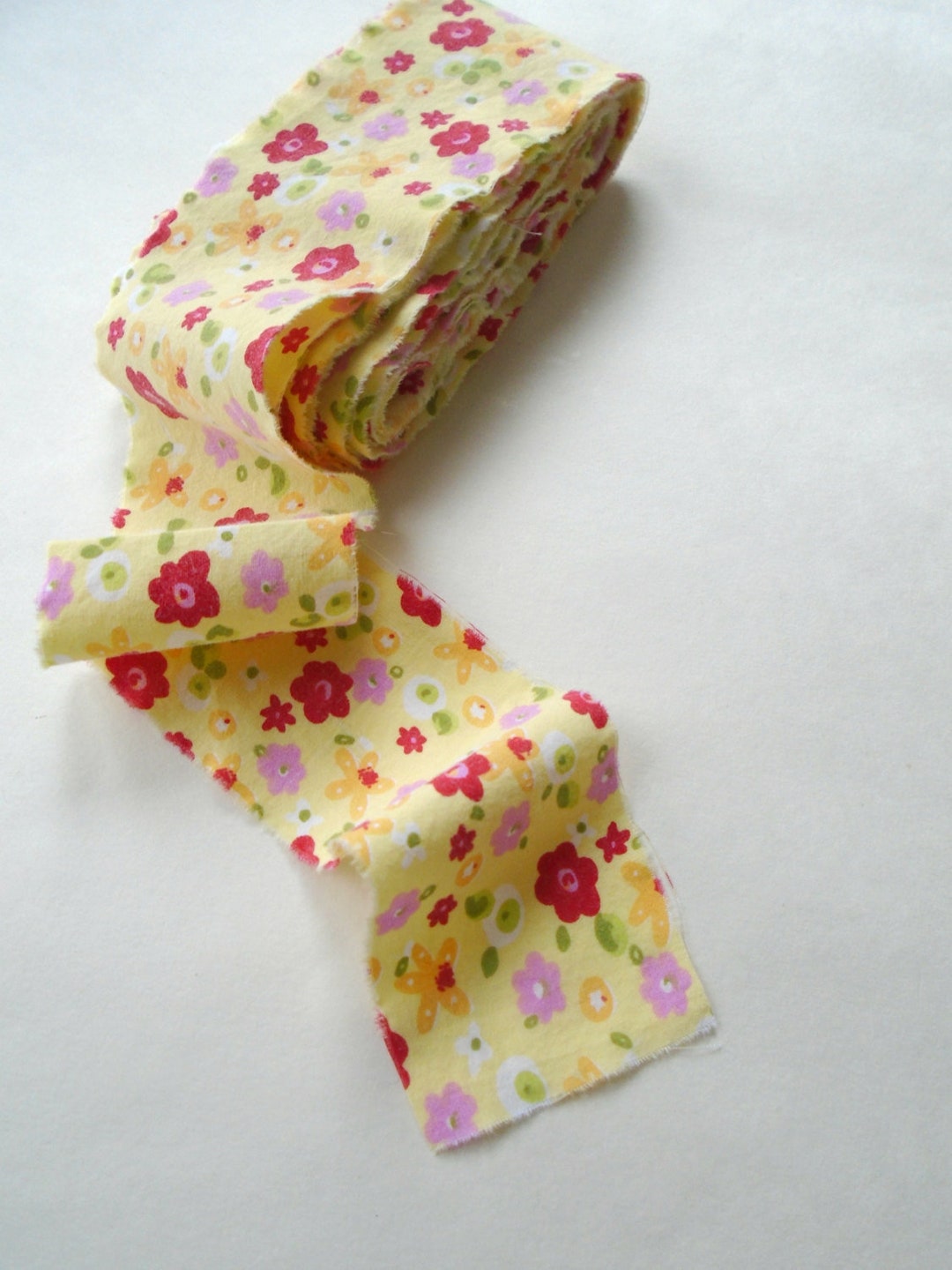 Junk Journal Floral Fabric Ribbon, 14 Feet, Scrapbooking, Yellow Cotton ...