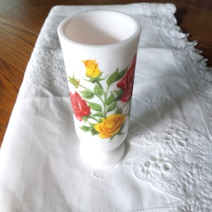 Avon White Milk Glass Mug, Coffee Mug, Red Roses, Yellow Roses, Flower ...