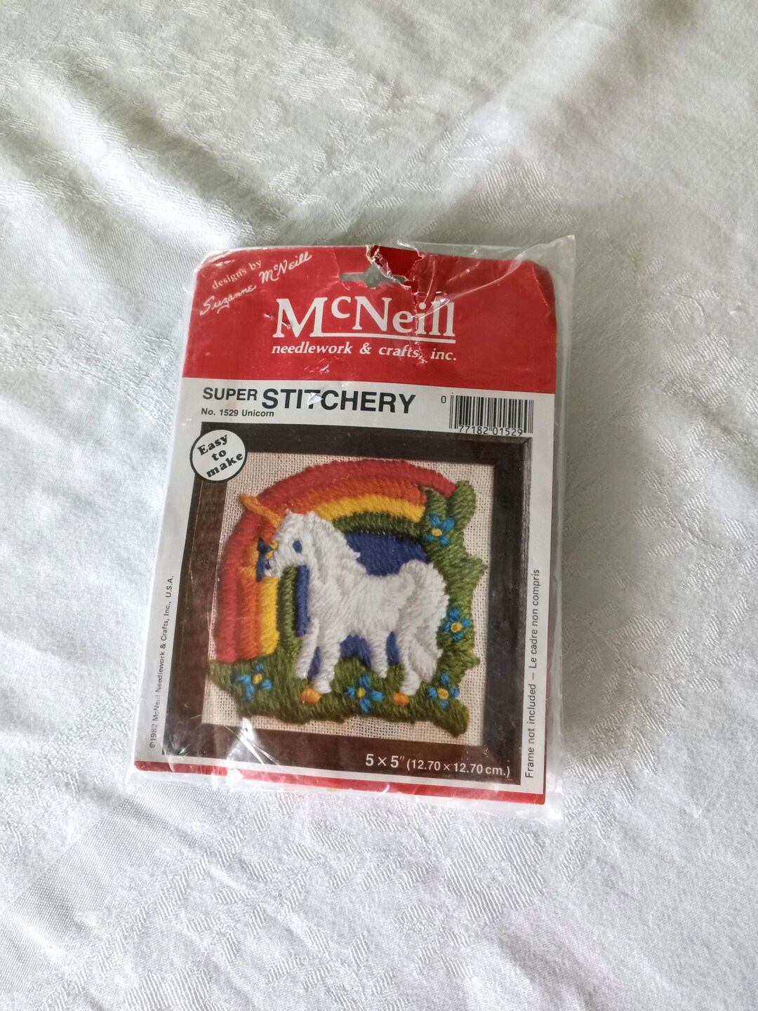 Vintage Mcneil Unicorn Crewel Embroidery Kit, Rainbow, Needlework ...