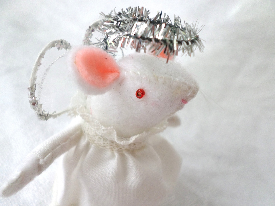 Wee Vintage Christmas Angel Mouse, Handmade Felt Mouse, Hand Sewn ...