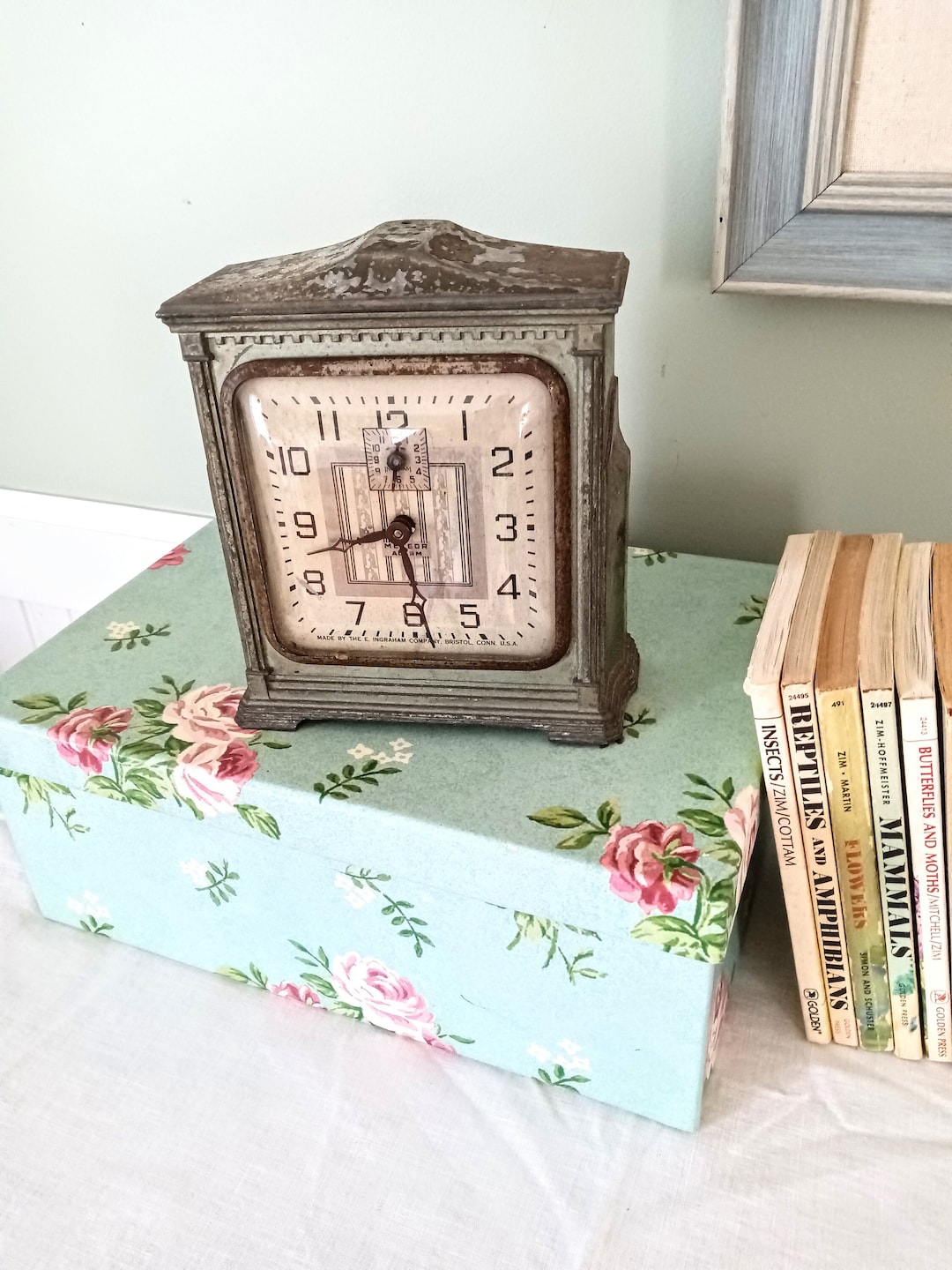 Ingraham Antique Alarm Clock, Wind Up, Table Top Clock, Metal, Mantle ...