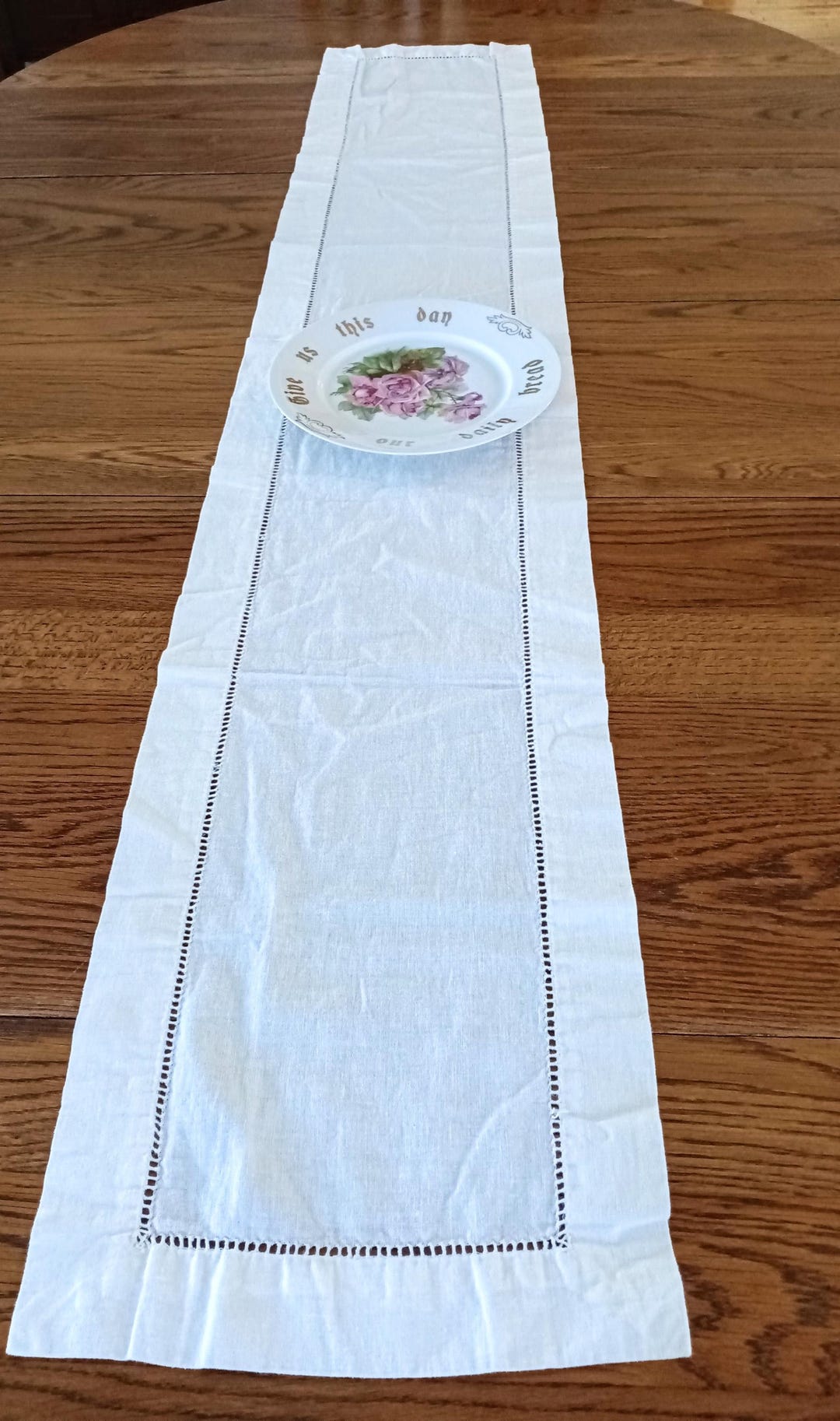 Extra Long Cotton Table Runner, Vintage, White Runner, Buffet Runner ...