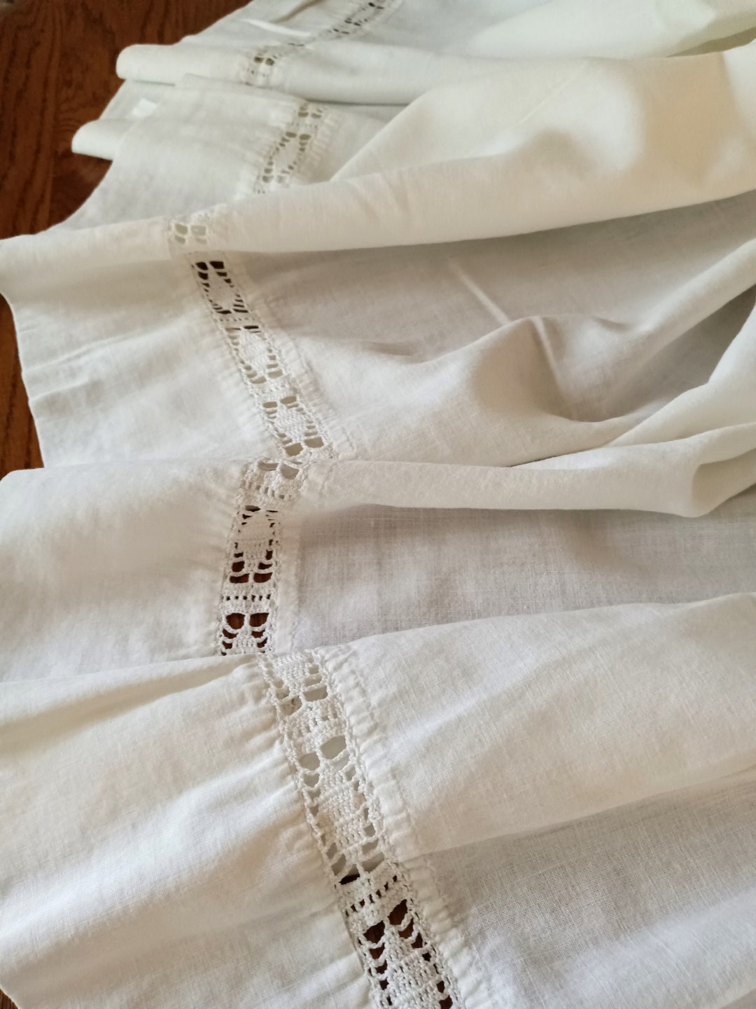 Antique Cut Work Lace Sheet, Full Flat Sheet, Double, Lace Edge, White ...