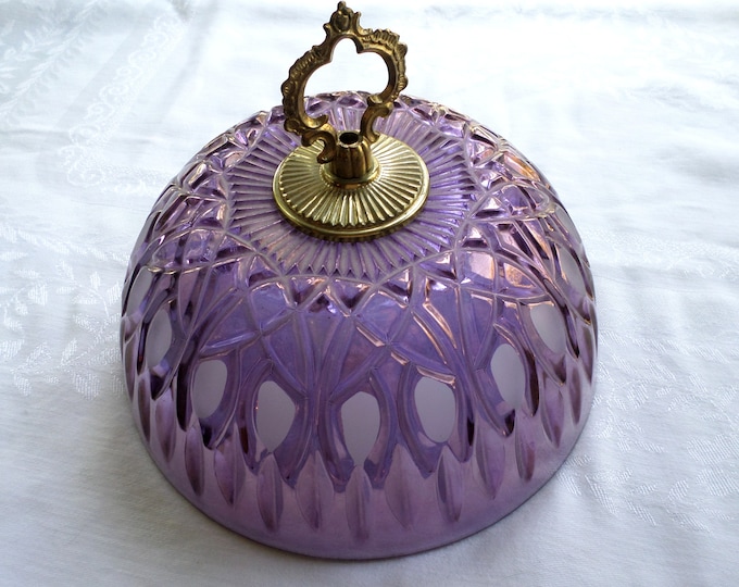 Purple Crystal Glass Lamp Shade, Michelotti Lamp, Hollywood Regency ...