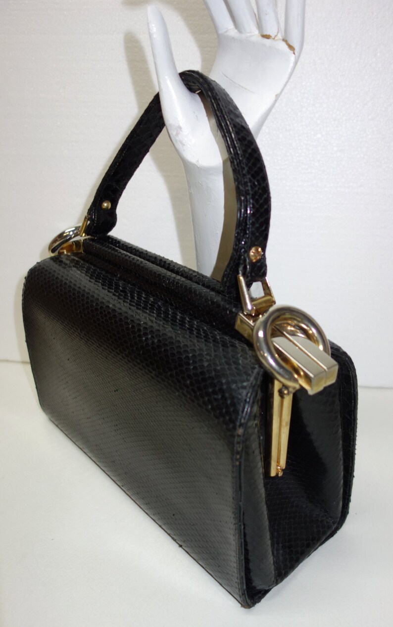 MURRAY KRUGER Black Python Purse With Huge Goldtone Hardware - Etsy