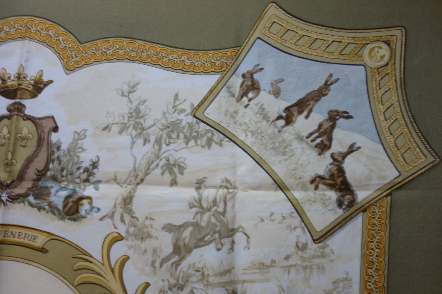 60s HERMES Rabbit Hunt petite Venerie Silk Scarf | Etsy