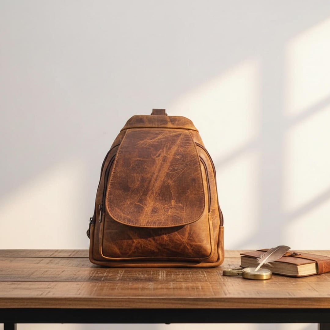 Handmade Full-grain Leather Backpack | Mustard Tan Vintage Style - Etsy