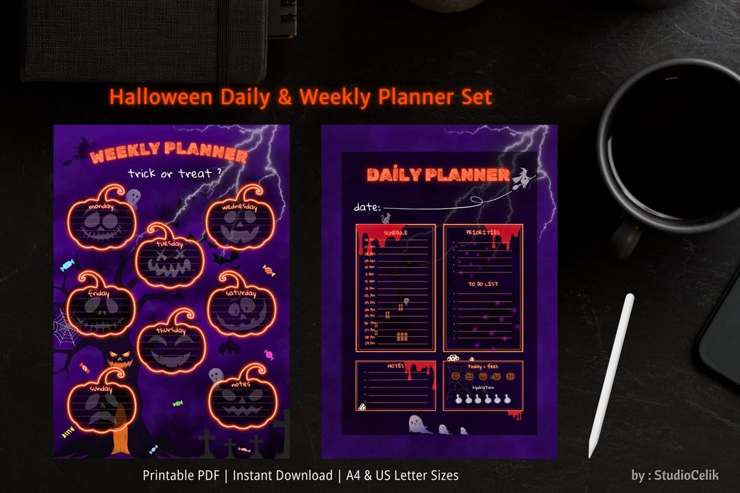 Halloween Weekly & Daily Planner Bundle | Printable PDF | Digital ...