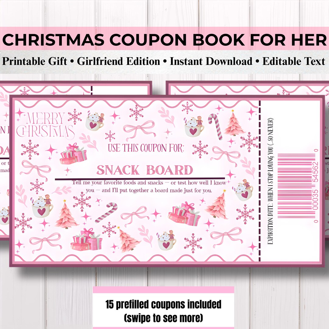 Editable Christmas Coupon Book • Printable Pink Christmas Vouchers ...