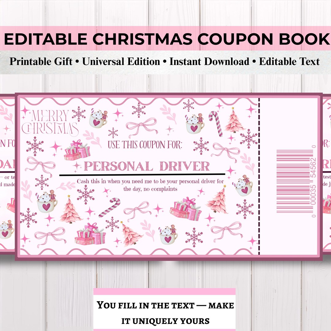Editable Christmas Coupon Book • Printable Holiday Coupon Vouchers ...