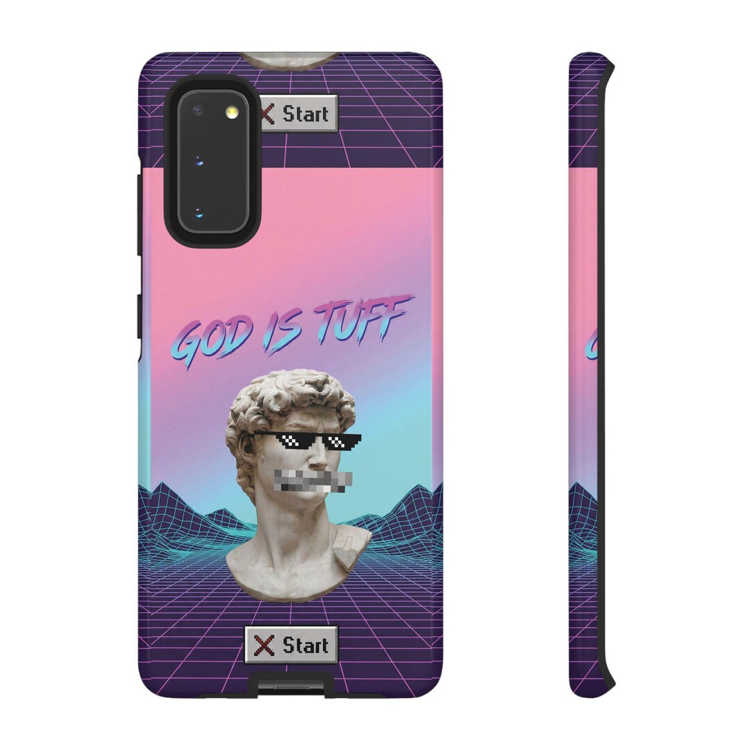 God is Tuff" Vaporwave Christian Phone Case | Aesthetic Statue With ...