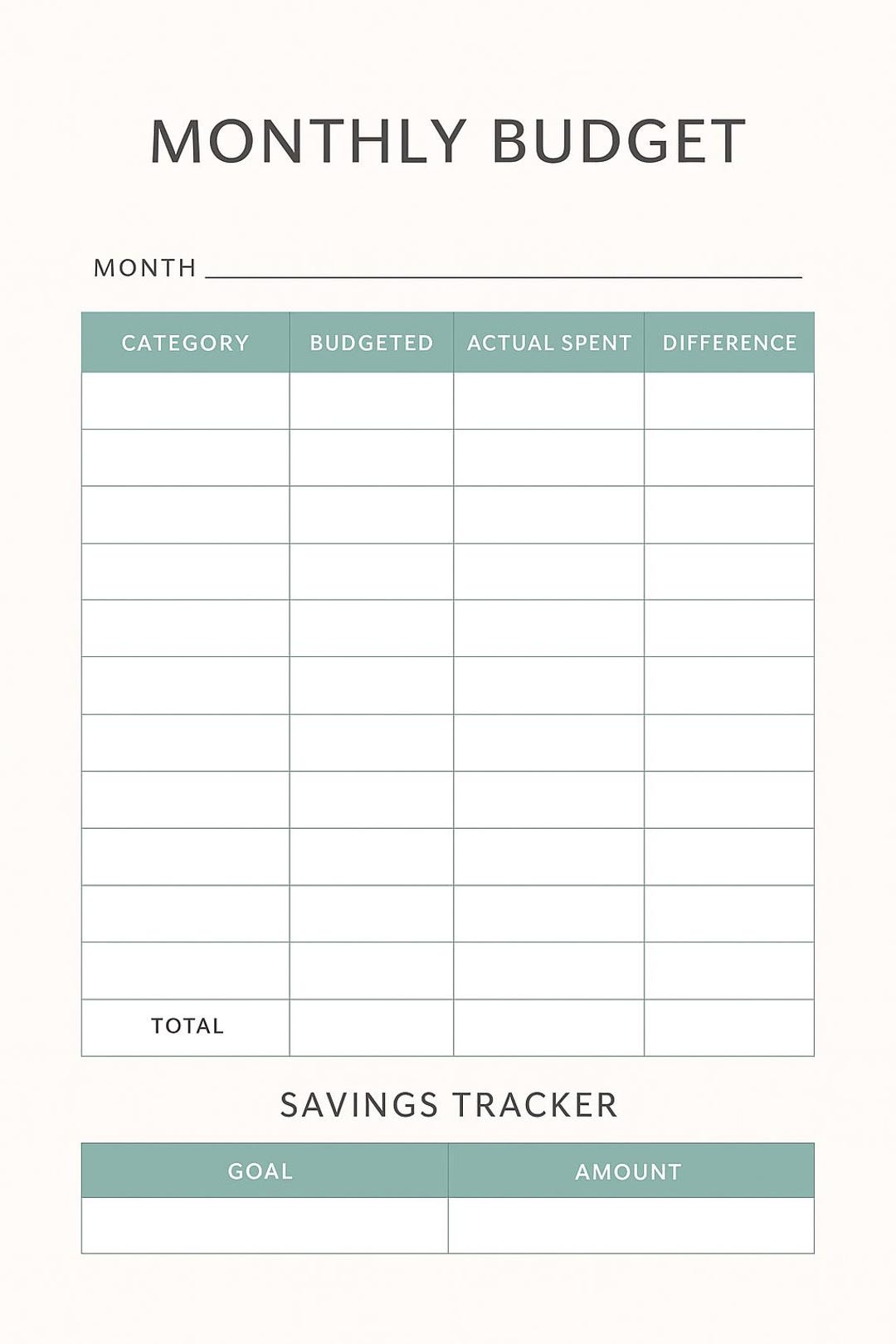 Monthly Budget Tracker | Expense Log | Printable PDF Planner | Personal ...
