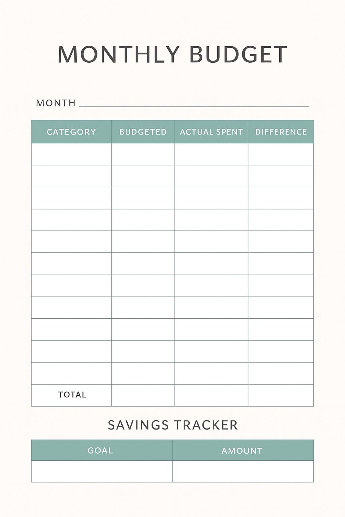 Monthly Budget Tracker | Expense Log | Printable PDF Planner | Personal ...