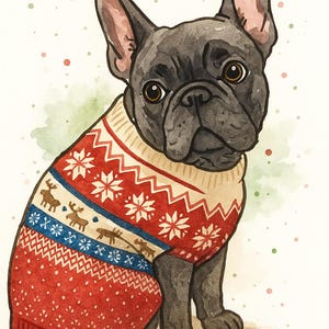 Customizable French Bull Dog Christmas Digital Card - Etsy