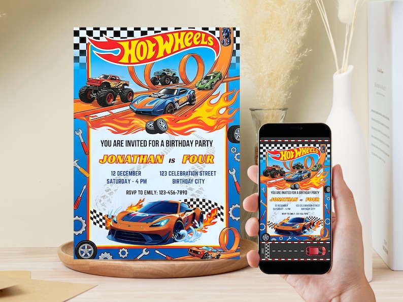 Hot Wheels Inspired Birthday Invitation Template, Mobile & Printable ...