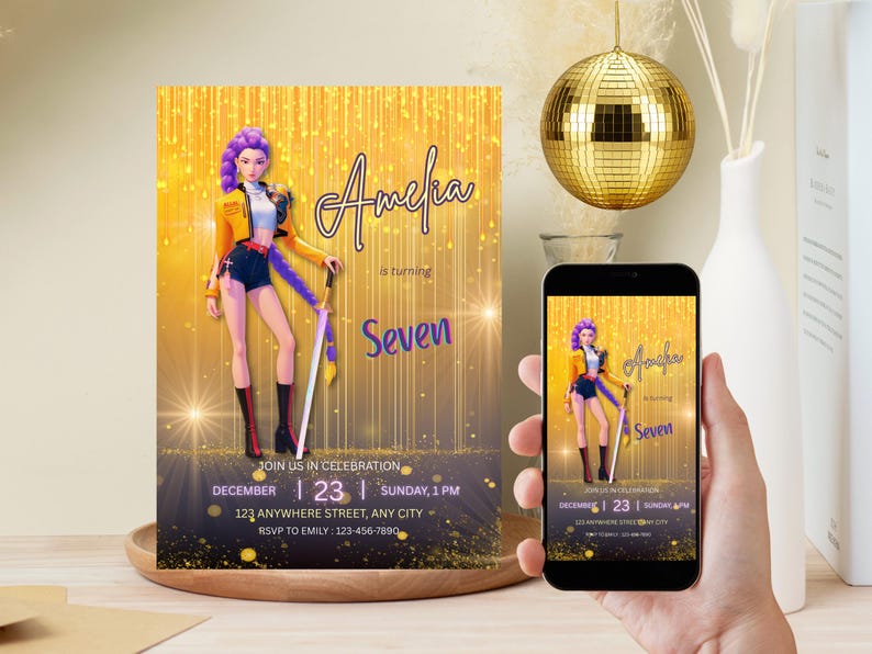 Kpop Demon Hunters Rumi Themed Digital Editable Printable, Mobile ...