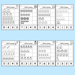 Winter Cut and Paste Worksheets, Patterns & Numbers, Preschool ...