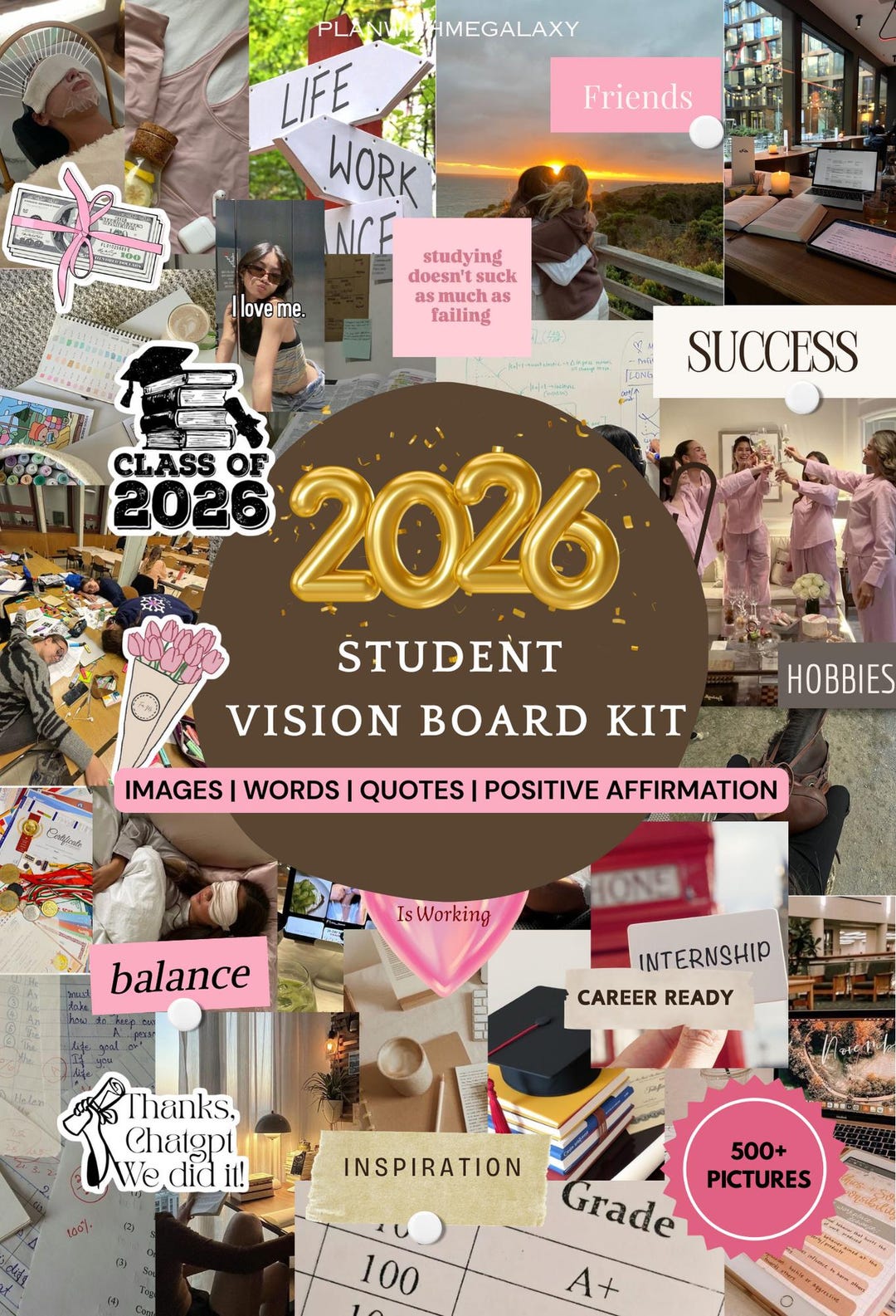 STudent Vision Board 2026 Printable PDF Akademische Ziele, Motivation ...