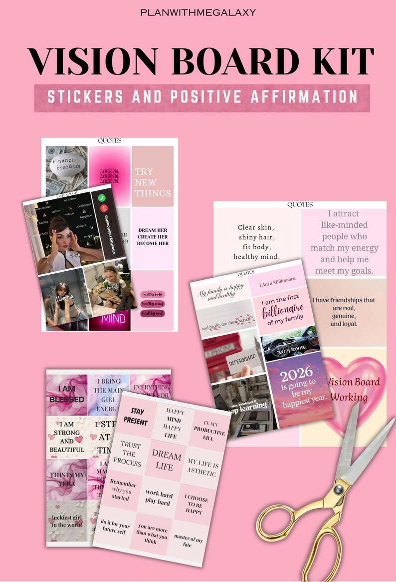 2026 Student Vision Board Pictures Digital Printable PDF Academic Goals ...