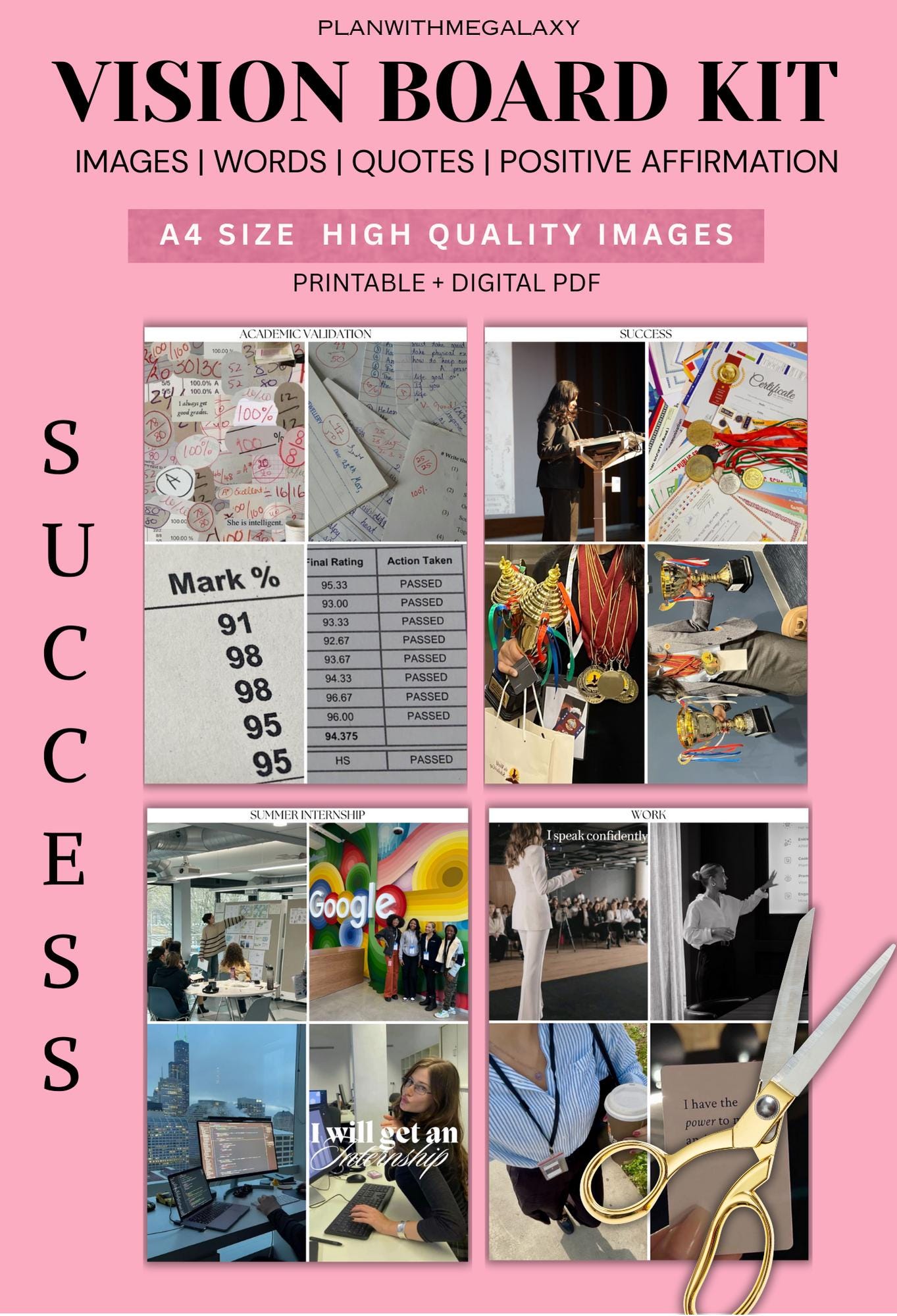 2026 Student Vision Board Pictures Digital Printable PDF Academic Goals ...