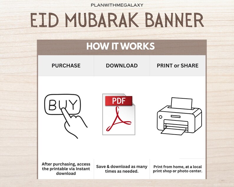 Eid Mubarak Banner Digital Download Printable Pennant Letters Muslim ...