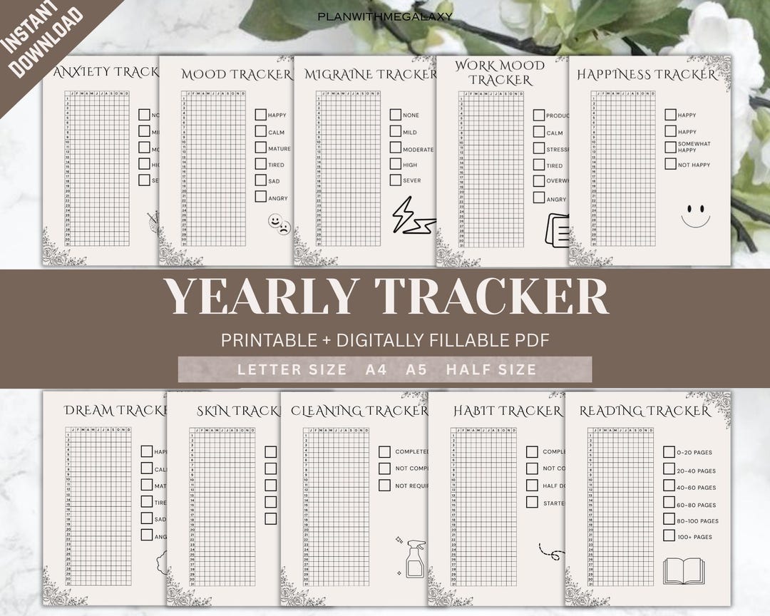 Colorful Trackers | Printable Planner Inserts | 31-day & 12-month ...