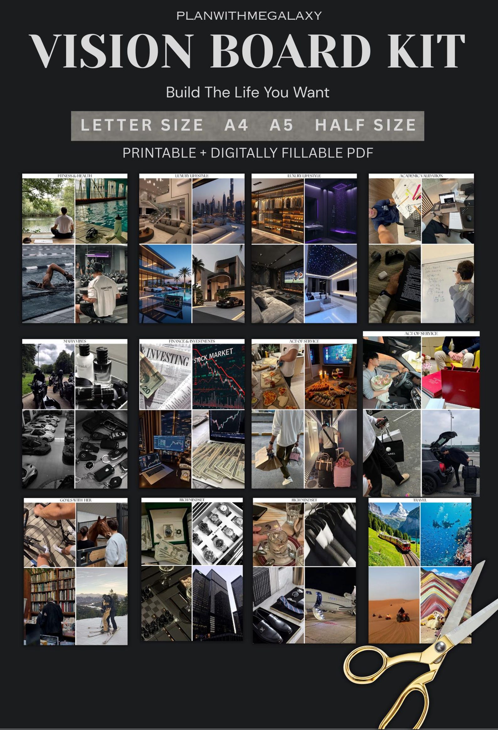 2026 Men’s Vision Board Digital Goal Planner for Successful Mindset PDF ...