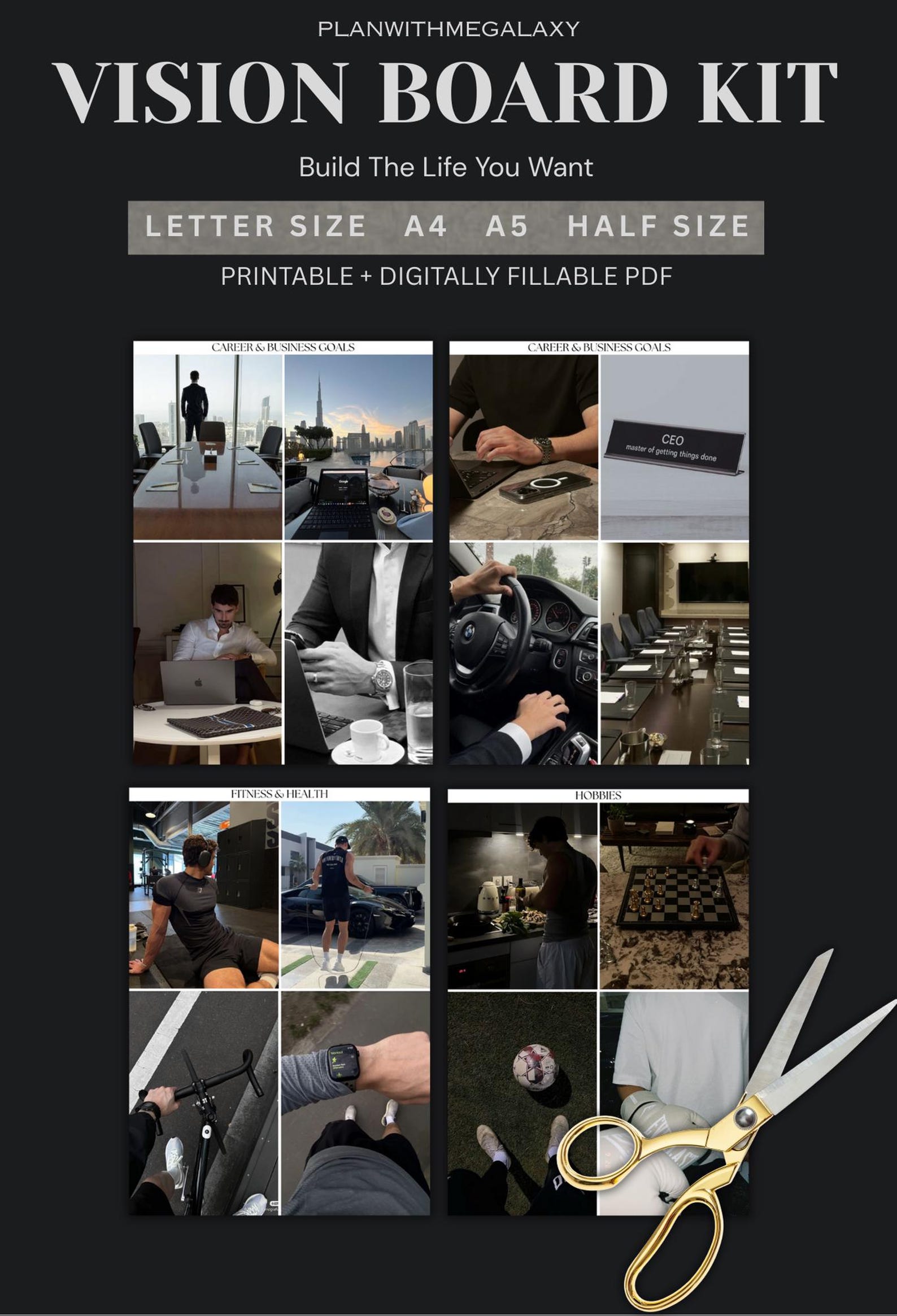 2026 Men’s Vision Board Digital Goal Planner for Successful Mindset PDF ...