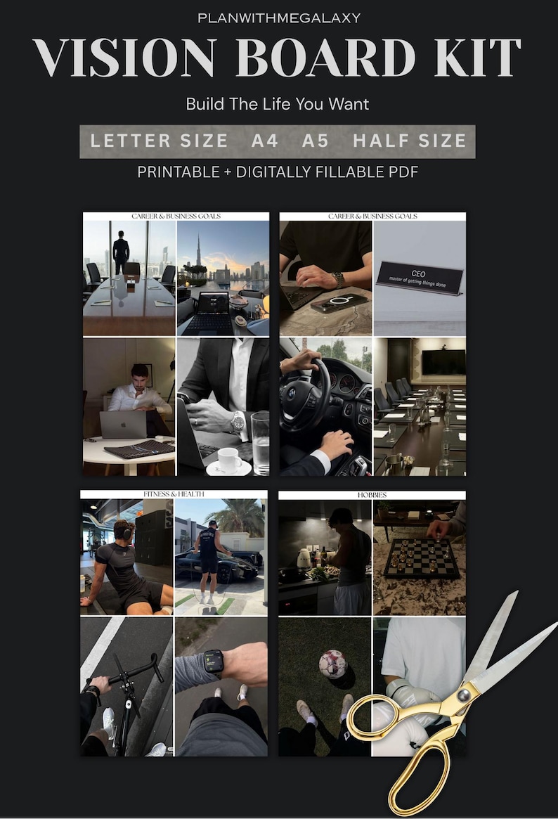 2026 Men’s Vision Board Digital Goal Planner for Successful Mindset PDF ...