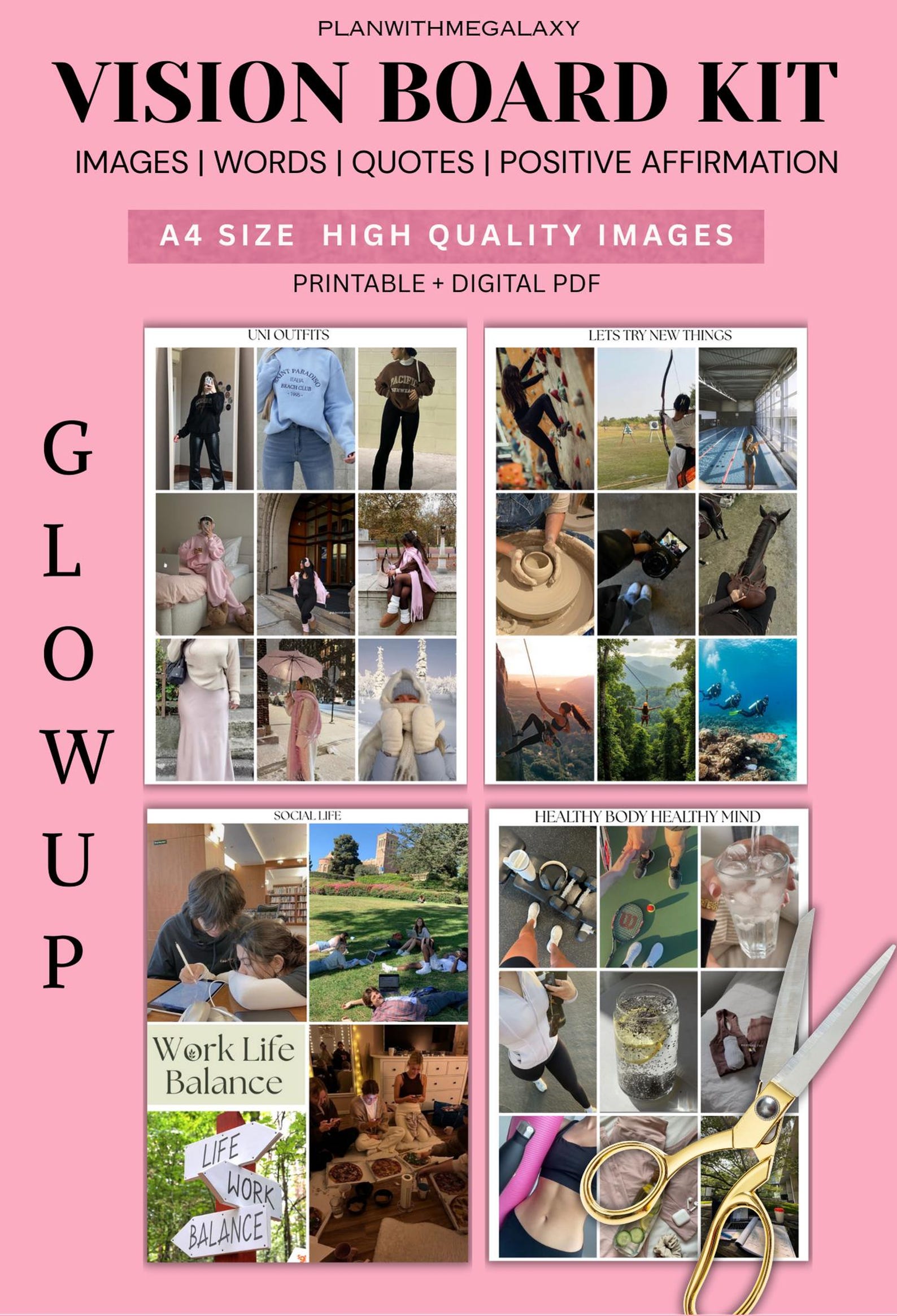 2026 Student Vision Board Pictures Digital Printable PDF Academic Goals ...