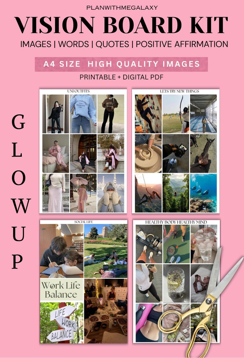 2026 Student Vision Board Pictures Digital Printable PDF Academic Goals ...