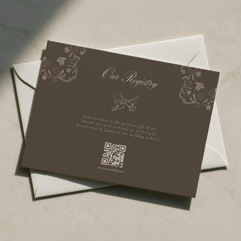 Editable Registry Card, QR Gift Registry, English Countryside Wedding ...