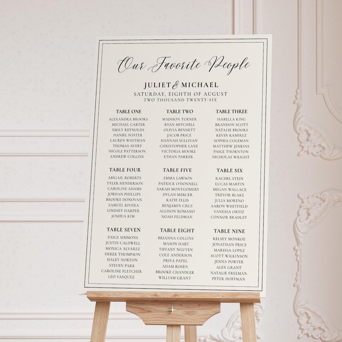 Editable Wedding Seating Chart Template, Minimalist Reception Sign ...
