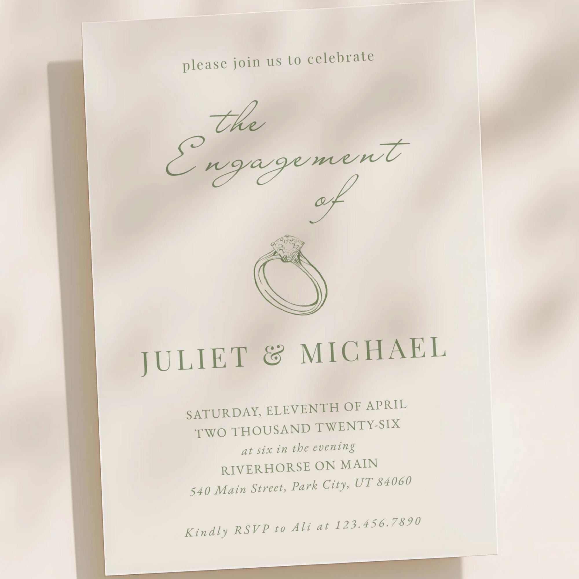 Editable Engagement Invitation Template, Fine Art Engagement Party ...