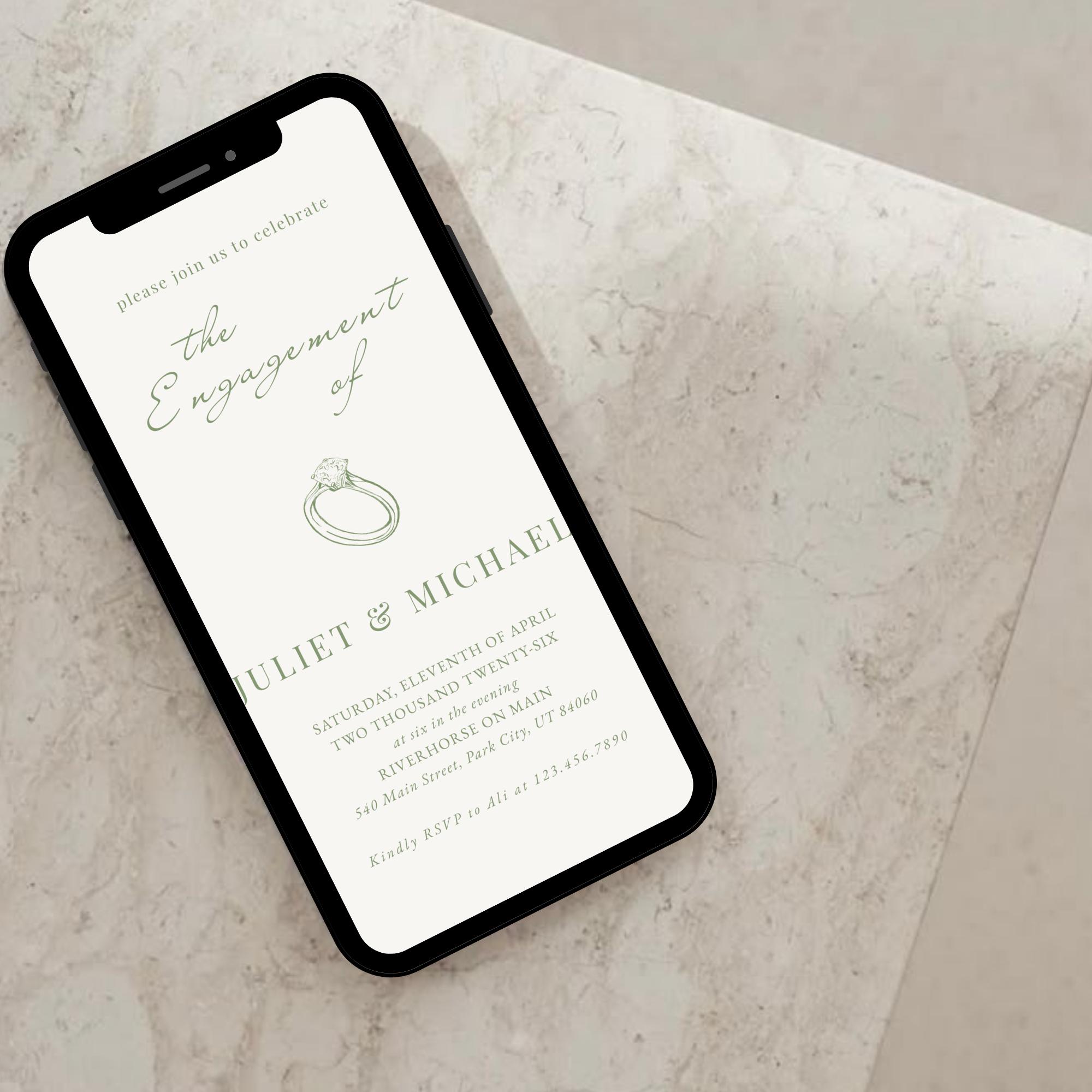 Editable Engagement Invitation Template, Fine Art Engagement Party ...