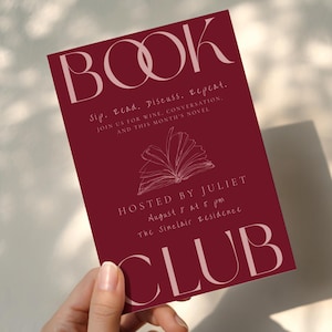 Editable Book Club Invitation, Book Themed Invite, Canva Template (5x7 ...
