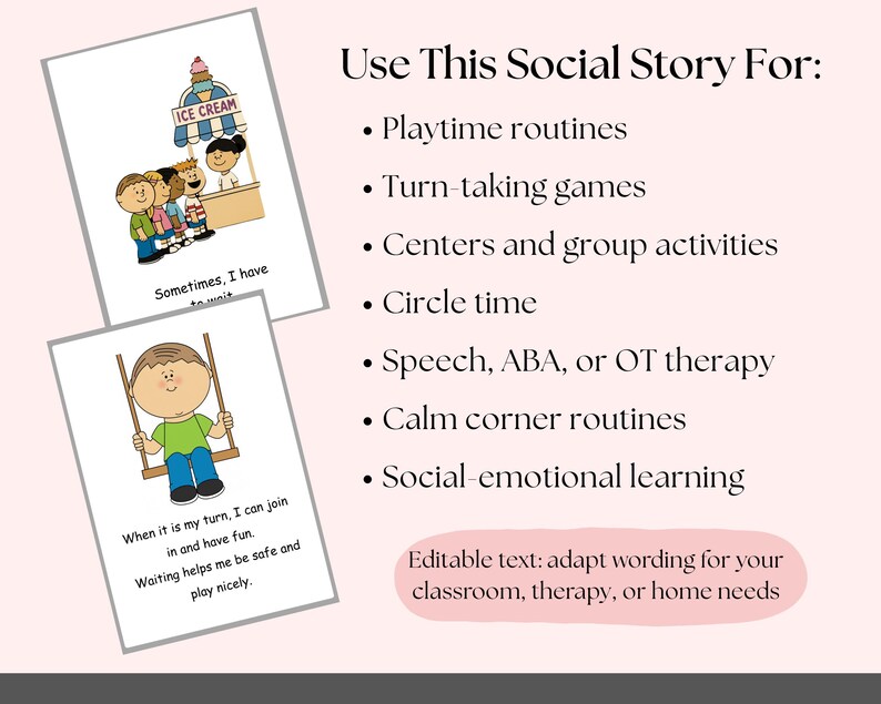Waiting My Turn Social Story Printable | Autism, Preschool, Toddler ...