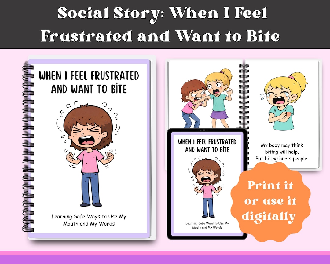 No Biting Social Story: Frustration Biting Behavior | SEL Emotional ...