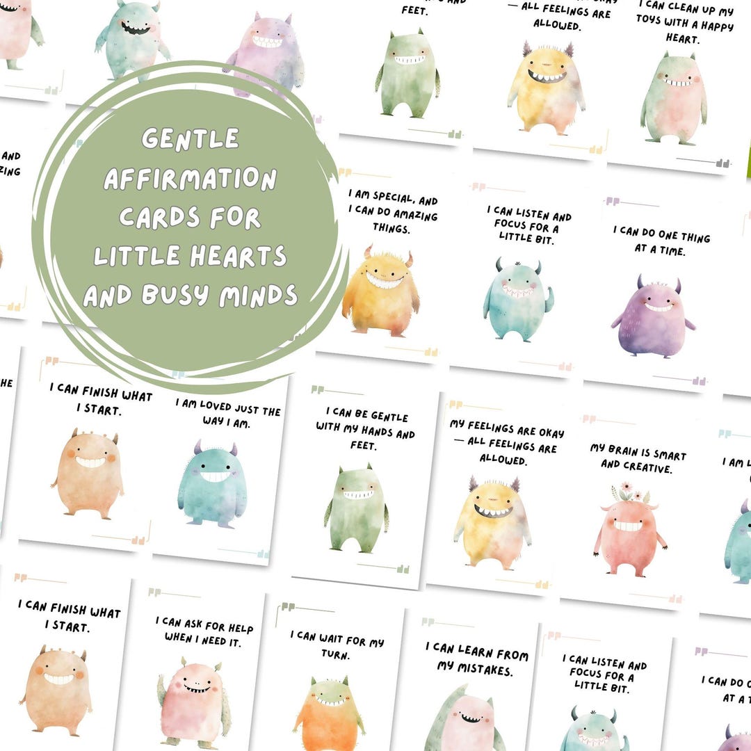 ADHD Affirmation Cards for Kids – Pastel Monster Mindfulness (digital ...