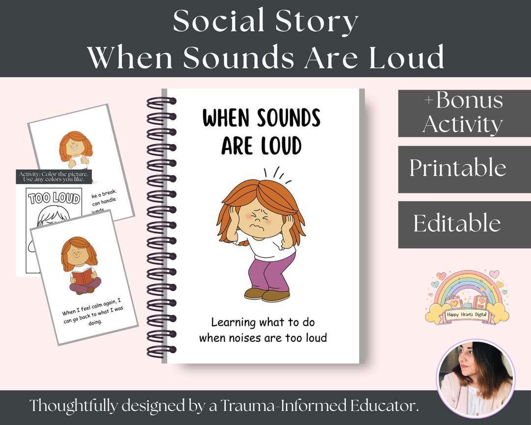 When Sounds Are Loud Social Story | Autism Sensory Overload | Toddler ...