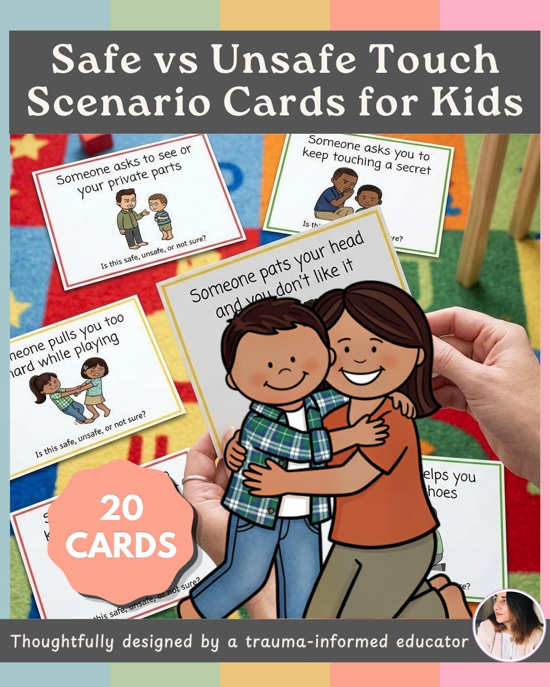 Safe Vs Unsafe Touch Scenario Cards for Kids | Body Safety, Consent ...
