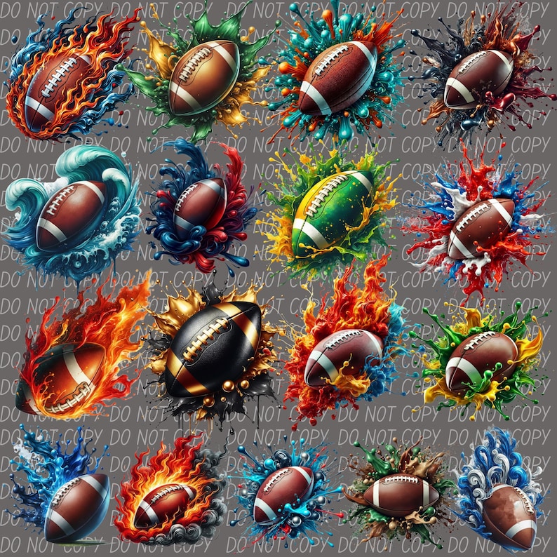 Watercolor Football Clipart Bundle, 17 Sports Graphics (digital ...