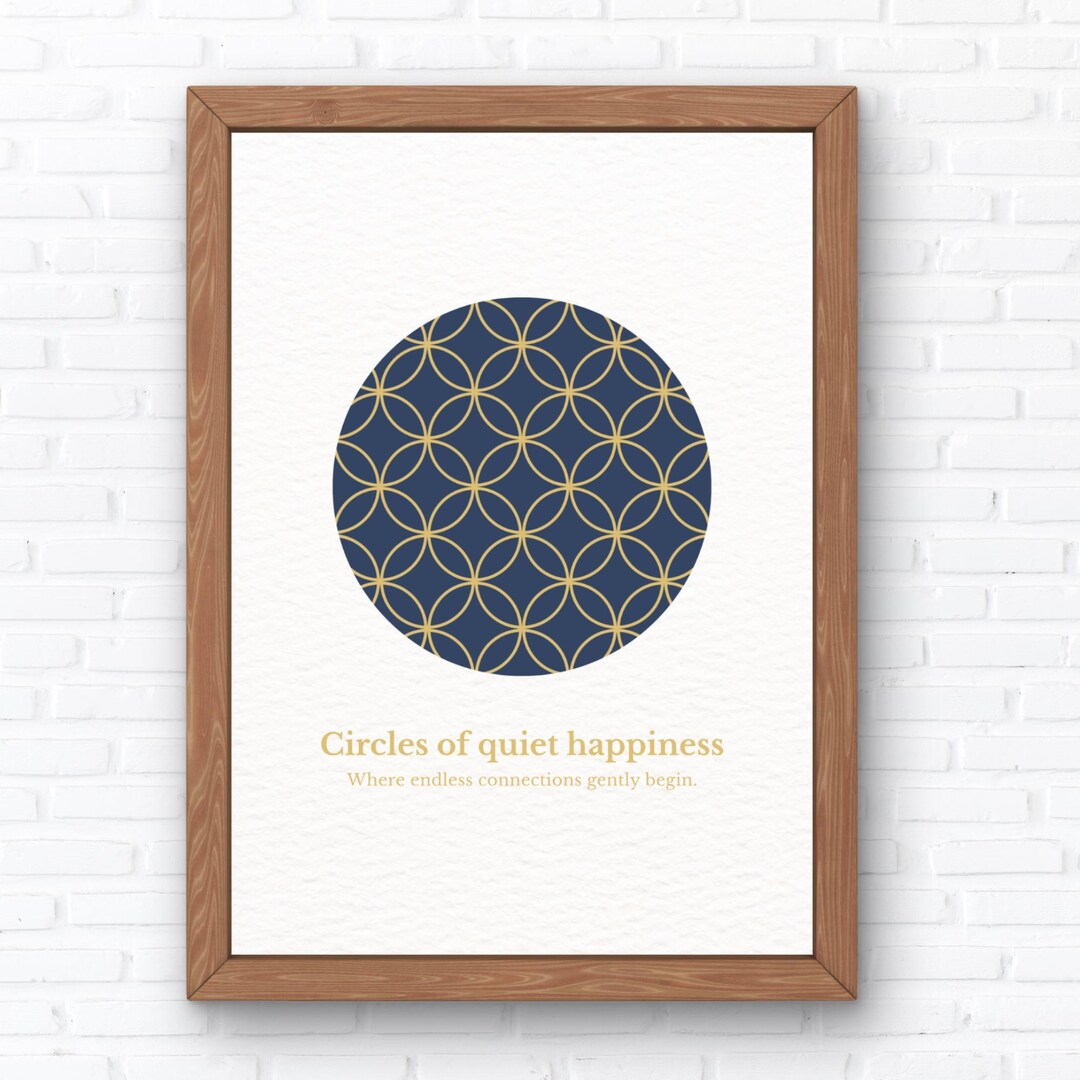 Japandi Shippo Circle Wall Art – Navy Gold Printable Poster - Etsy