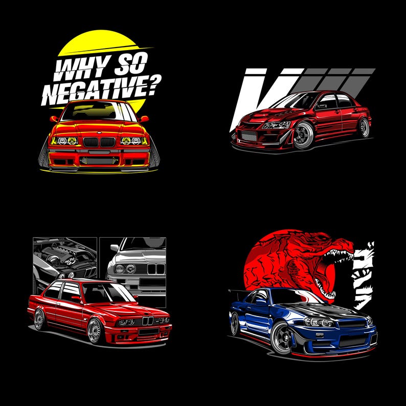 1000+ Car Design Bundle | JDM, Muscle, Racing PNG Graphics (digital ...